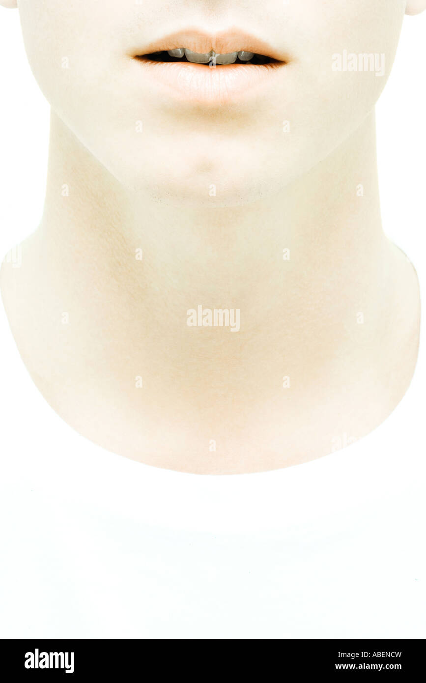 Young man's lower face and neck, close-up Stock Photo - Alamy