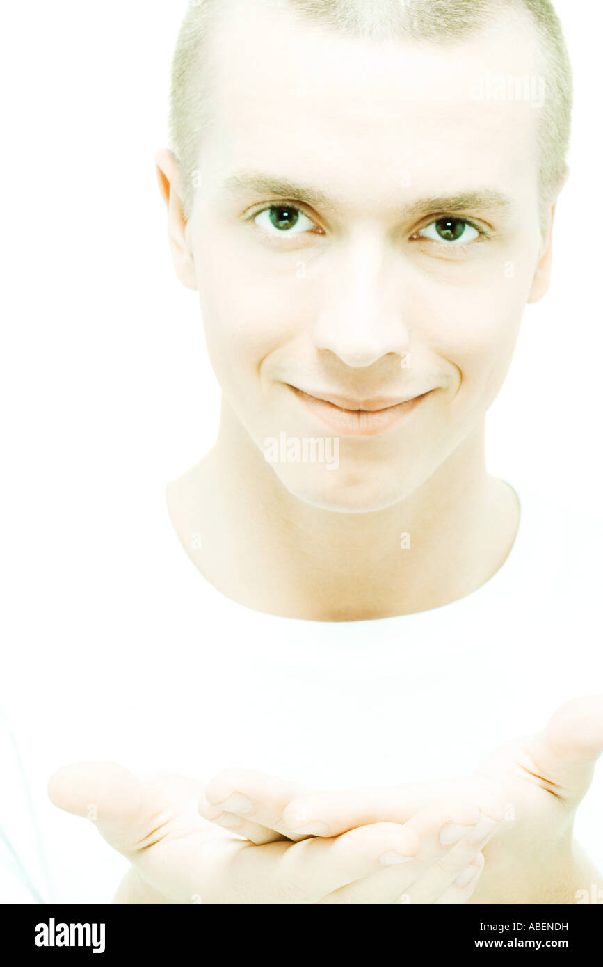 Man palms raised shoulders hi-res stock photography and images - Alamy
