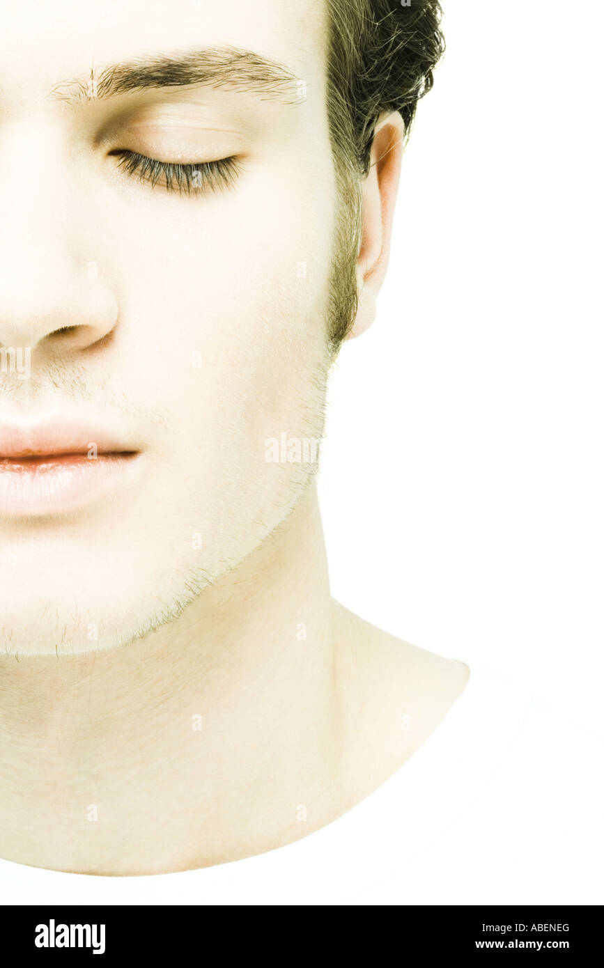 Mans face closed eyes close up hi-res stock photography and images - Alamy