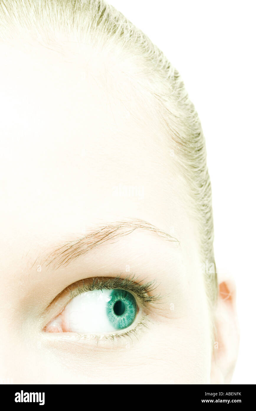 Young woman's eye and forehead, extreme close-up Stock Photo - Alamy