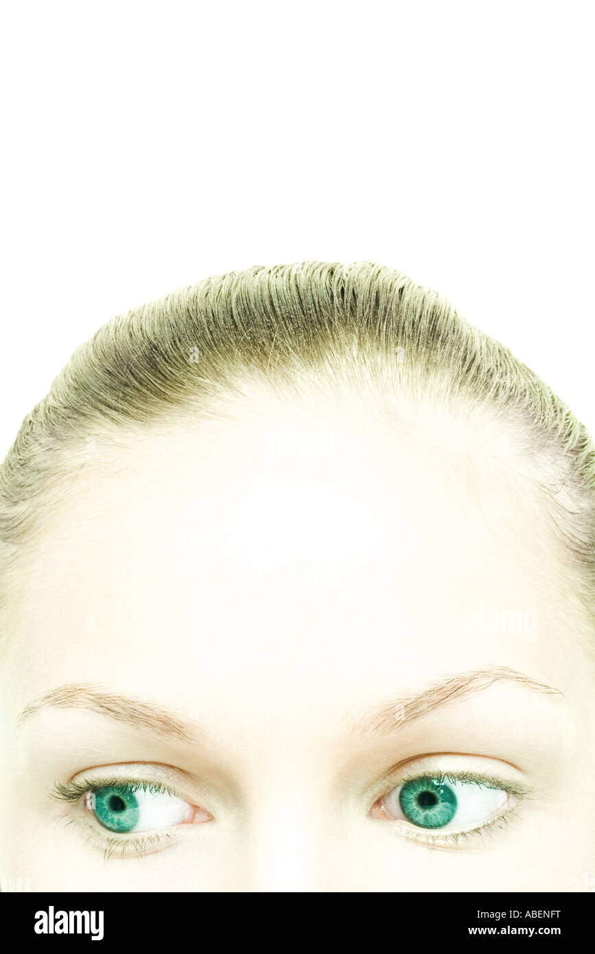 Young woman's eyes and forehead, extreme close-up Stock Photo - Alamy