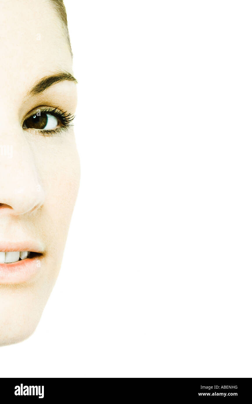 Young woman's face, partial view Stock Photo - Alamy