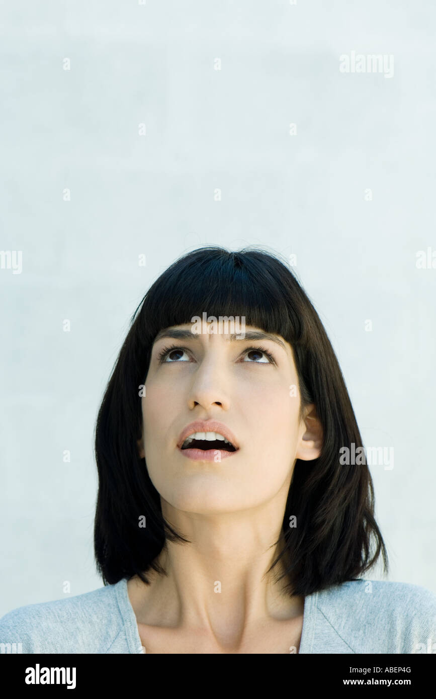 Woman, looking up, portrait Stock Photo - Alamy