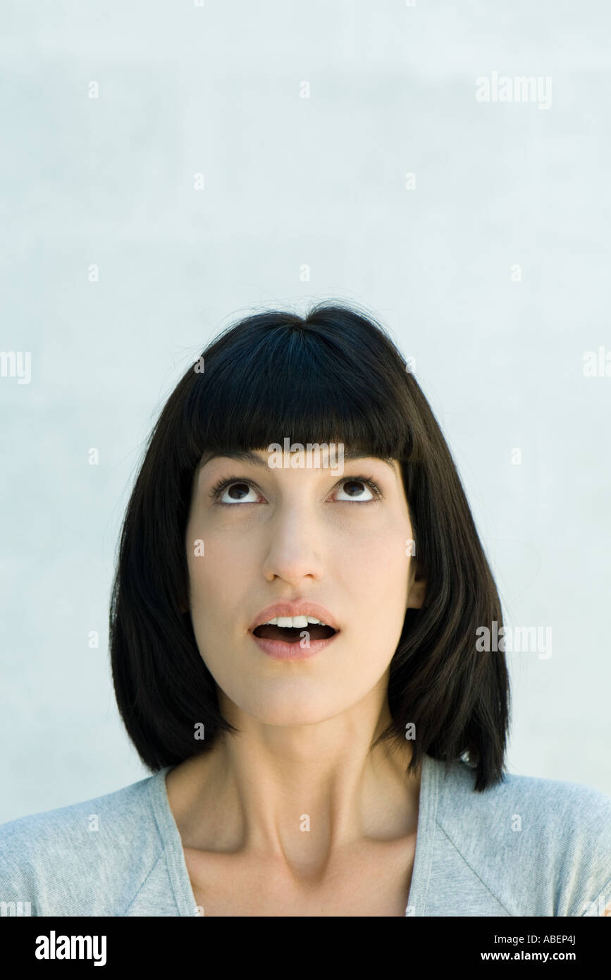 Woman, looking up, portrait Stock Photo - Alamy