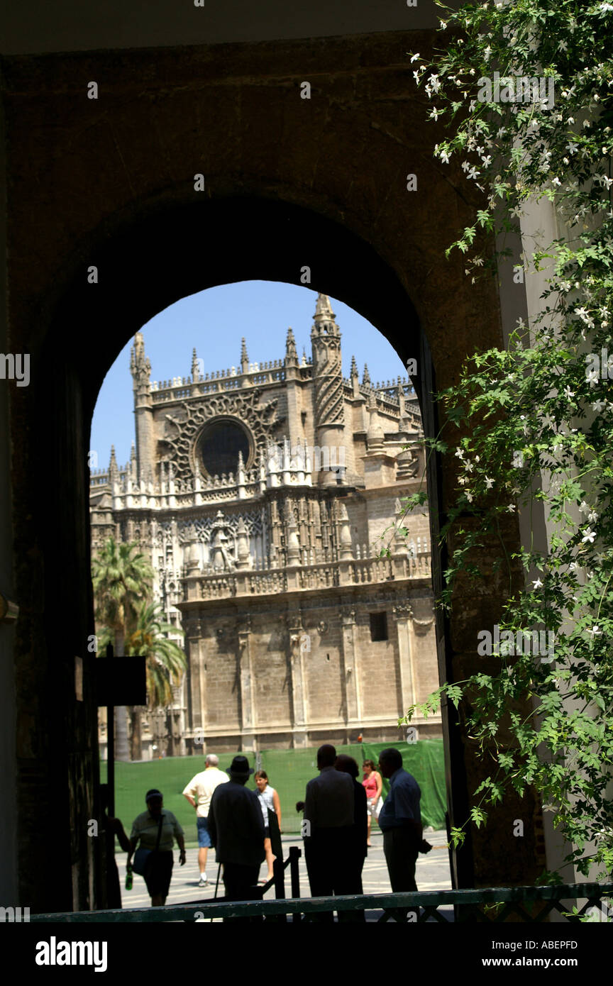 Entrance gate to the Cathedral former mosque in Seville Andalucia Spain ...