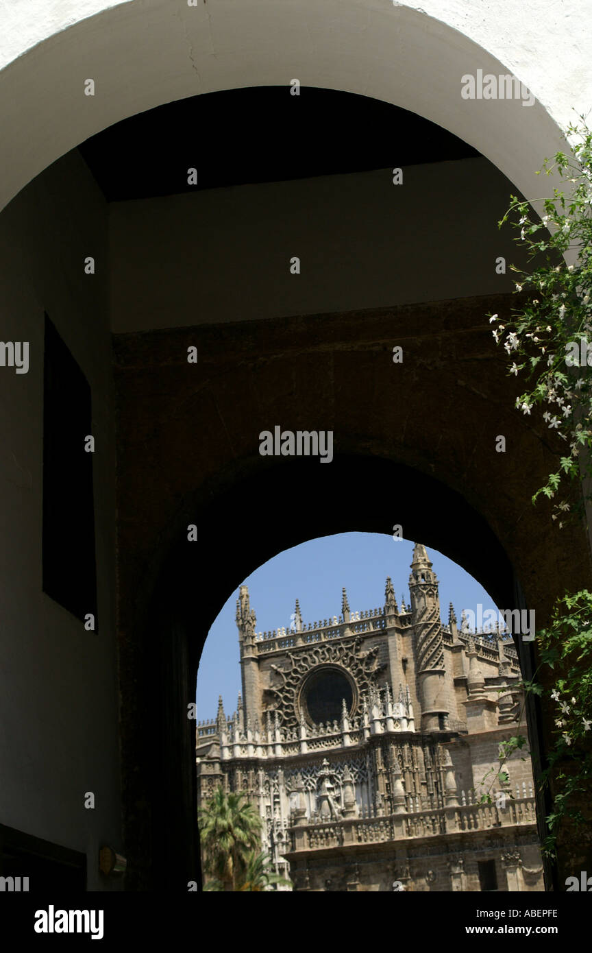Entrance gate to the Cathedral former mosque in Seville Andalucia Spain ...
