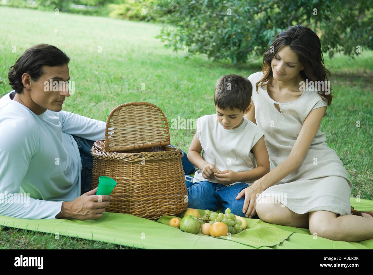 Family having picnic Stock Photo - Alamy
