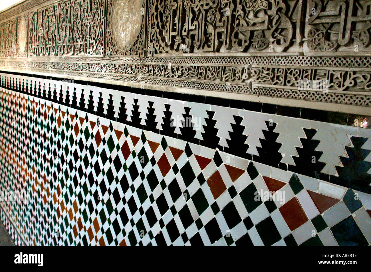 Moorish patterns on tiles in Alcazar former moorish fortress in Stock ...