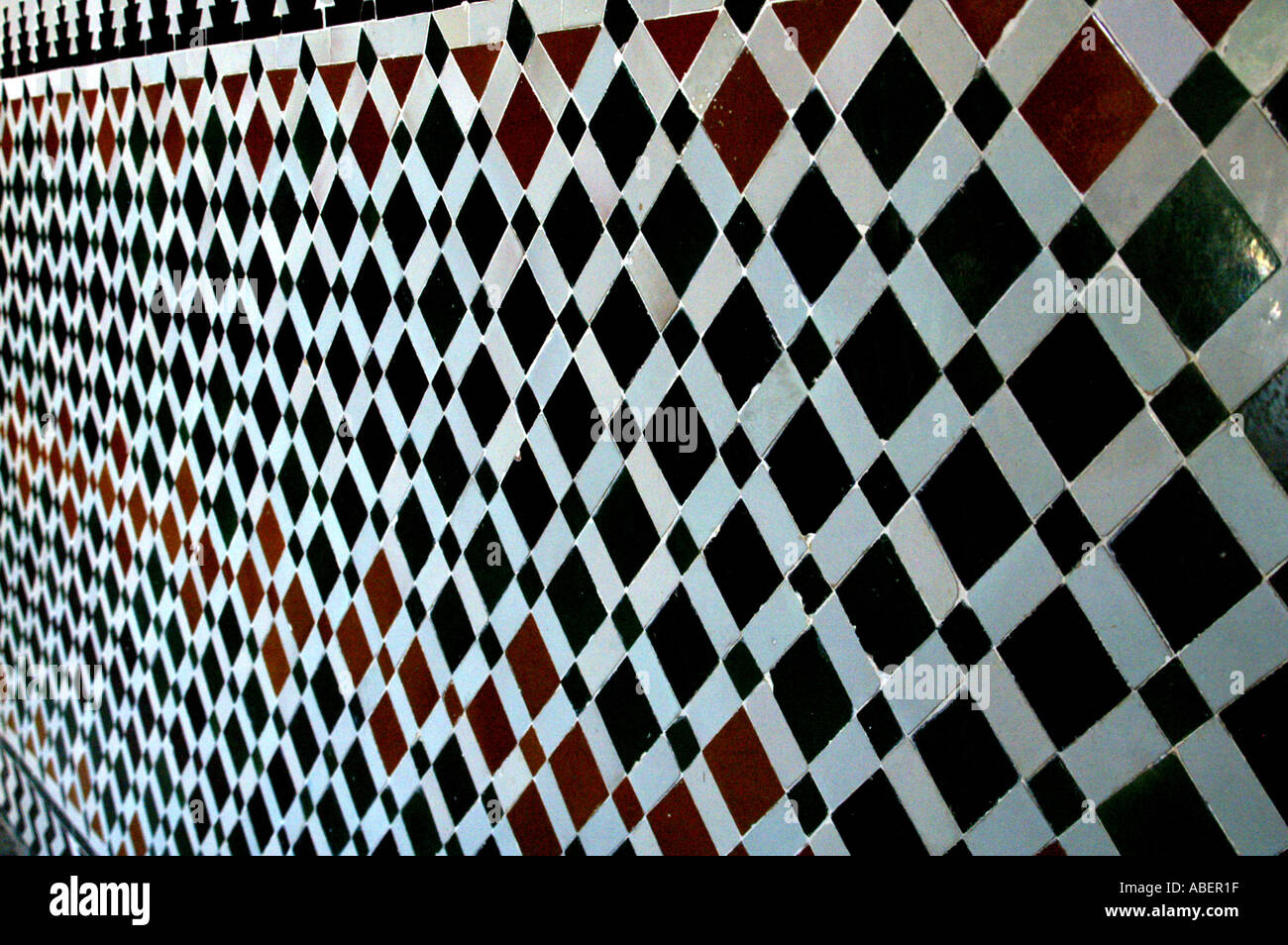 Moorish patterns on tiles in Alcazar former moorish fortress in Seville ...