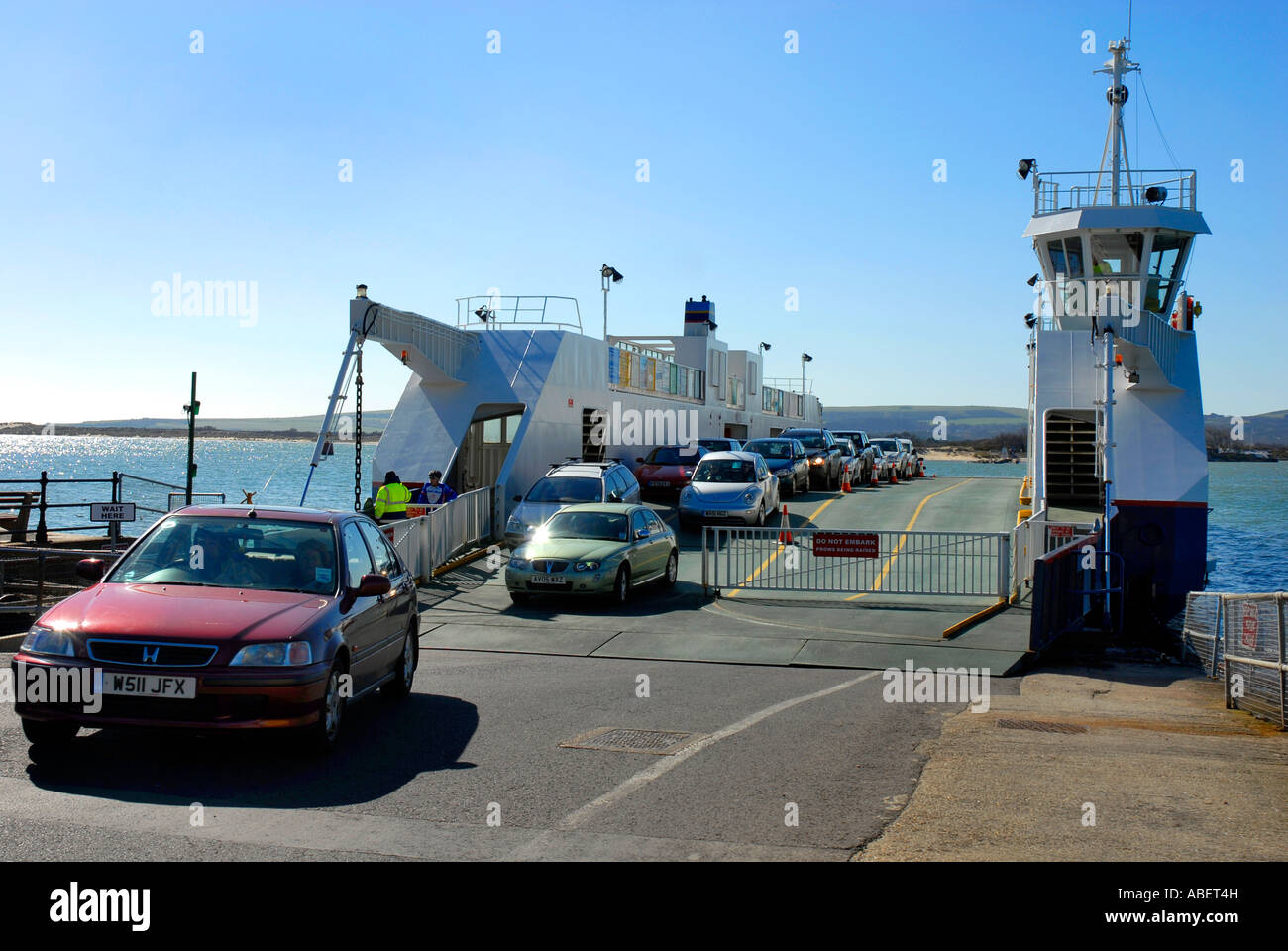 Sandbanks car and passenger chain ferry, Poole Harbour, Dorset, Britain ...