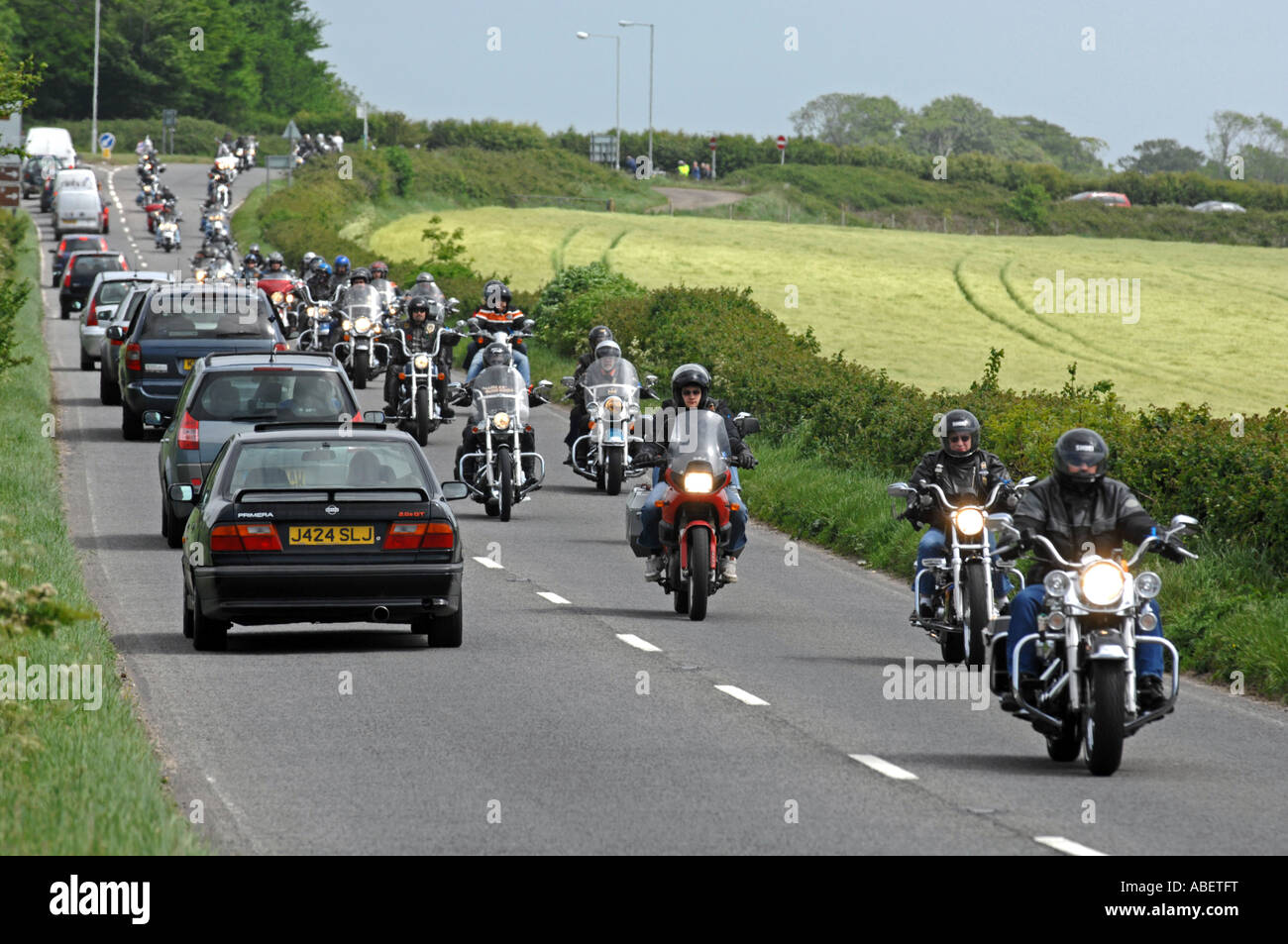 Convoy of motorcycles, Britain, UK Stock Photo - Alamy