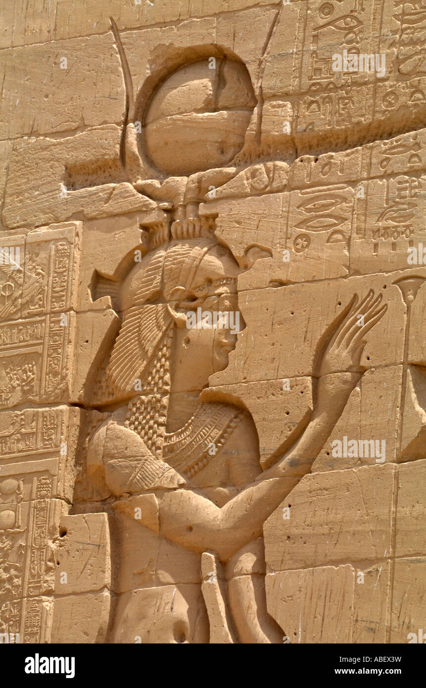 Relief carving of the goddess Isis at Philae Temple UNESCO World ...