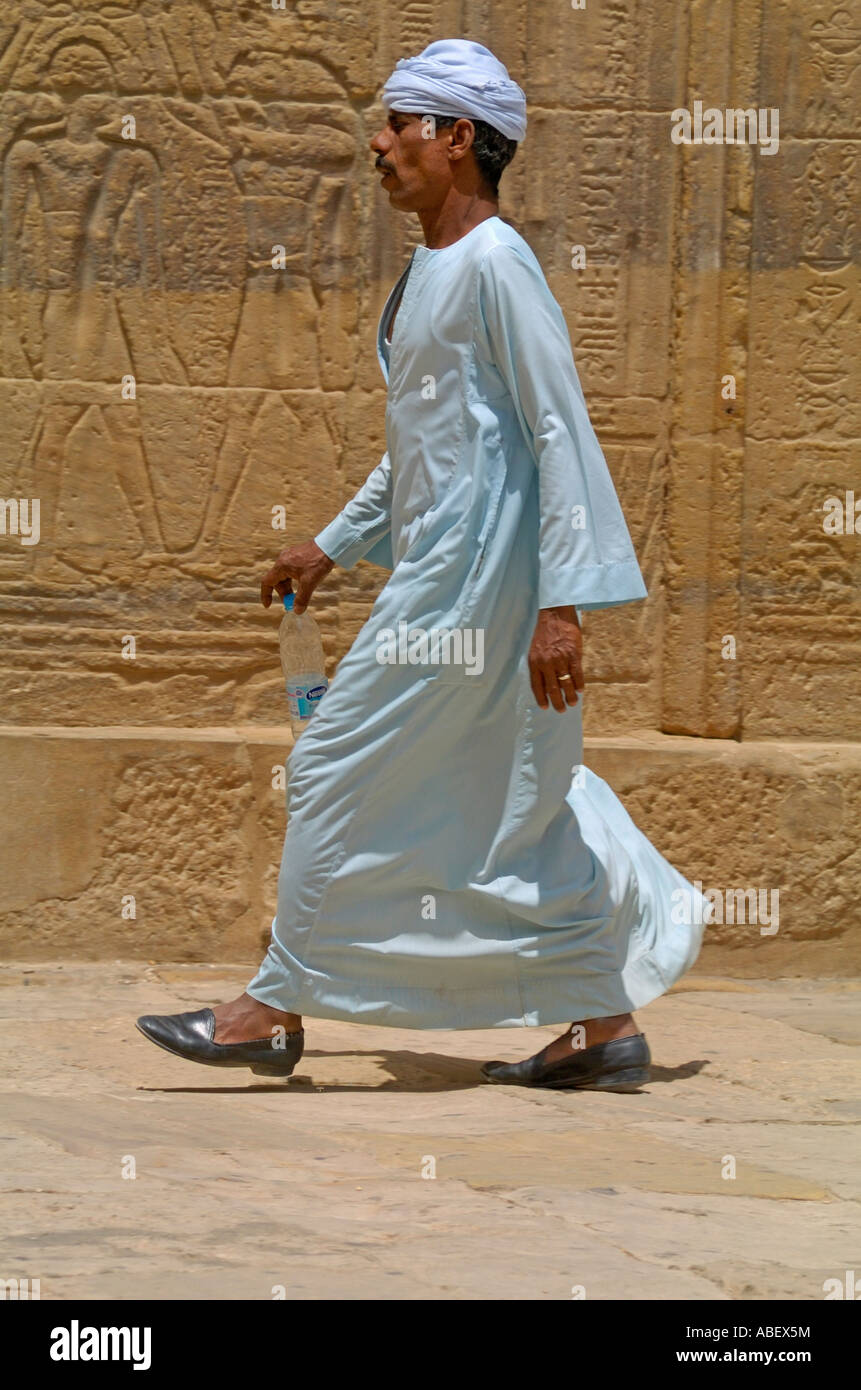 Egyptian Temple worker at Philae Temple UNESCO World Heritage Site ...