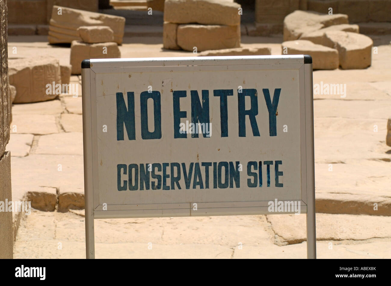 'No entry' sign outside Egyptian Archaeological Site, Egypt, North ...