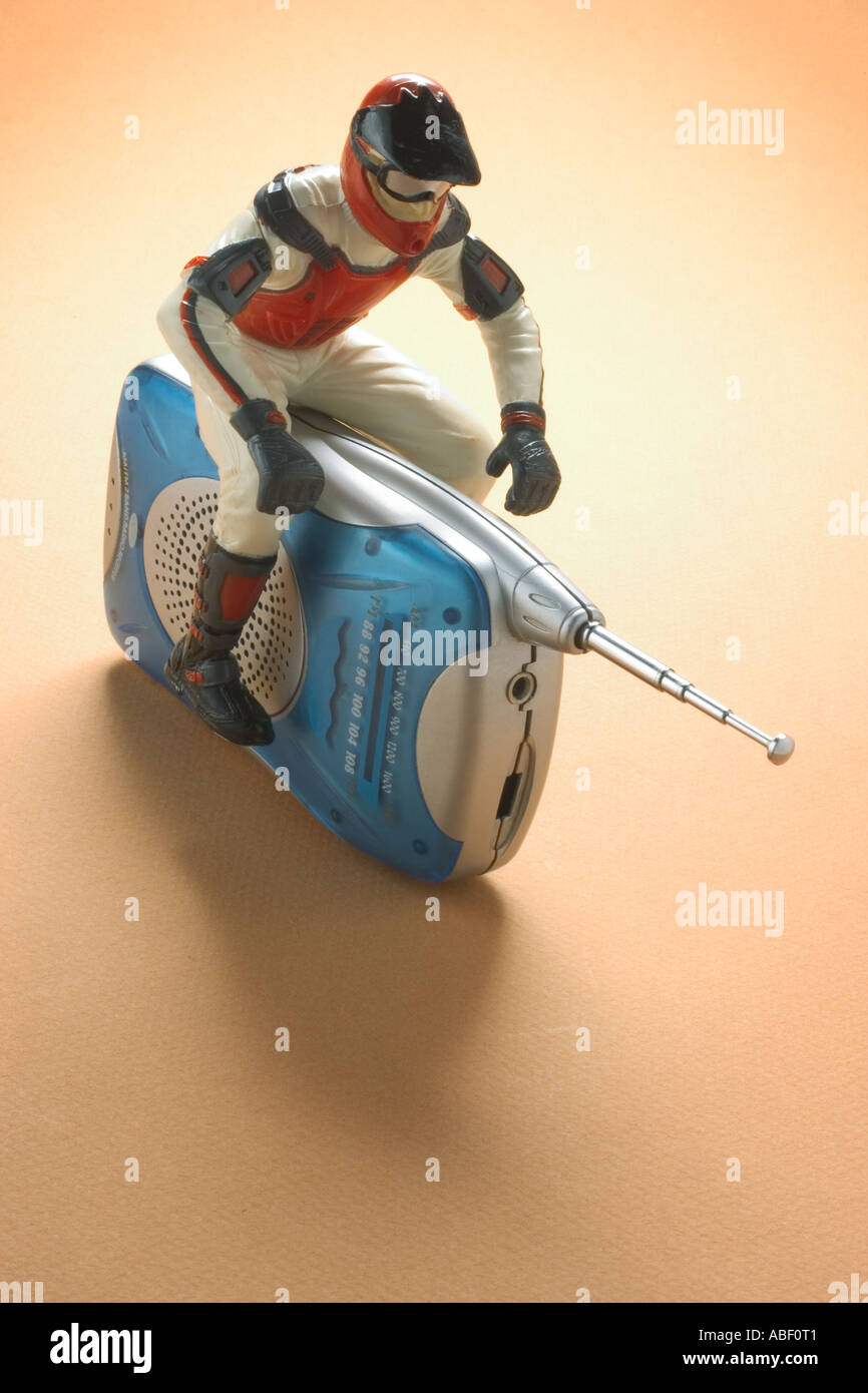 Racer Figure on Transistor Radio Stock Photo - Alamy
