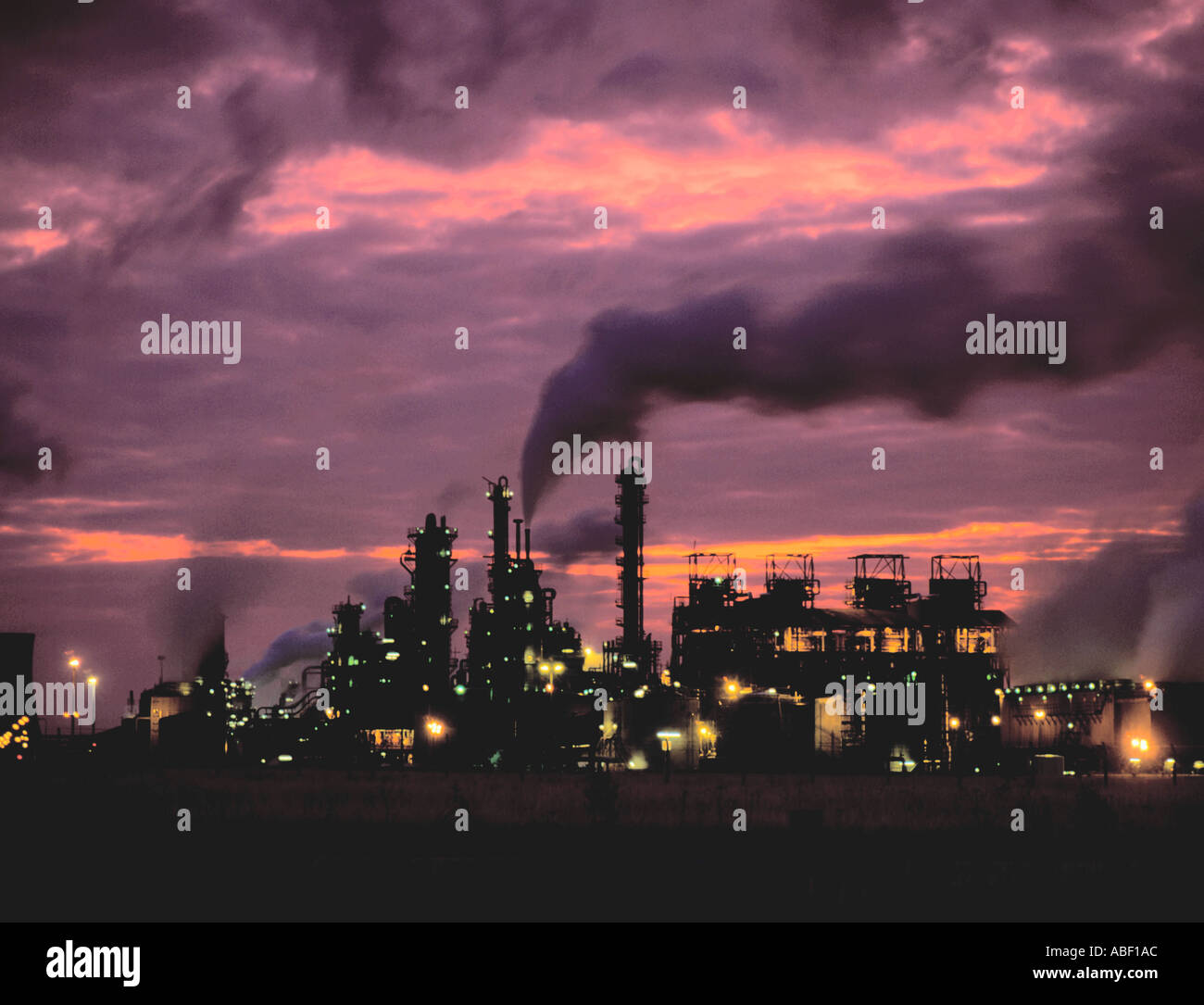 Chemical works at night; Part of the chemical complex at Wilton ...