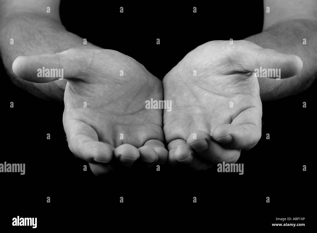 Muscular man outstretched arms Black and White Stock Photos & Images ...