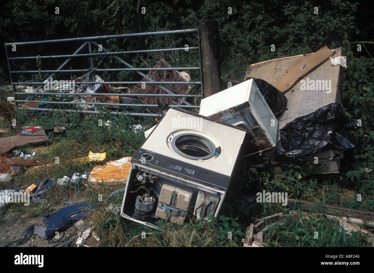 Fly tipping in the countryside Stock Photo - Alamy