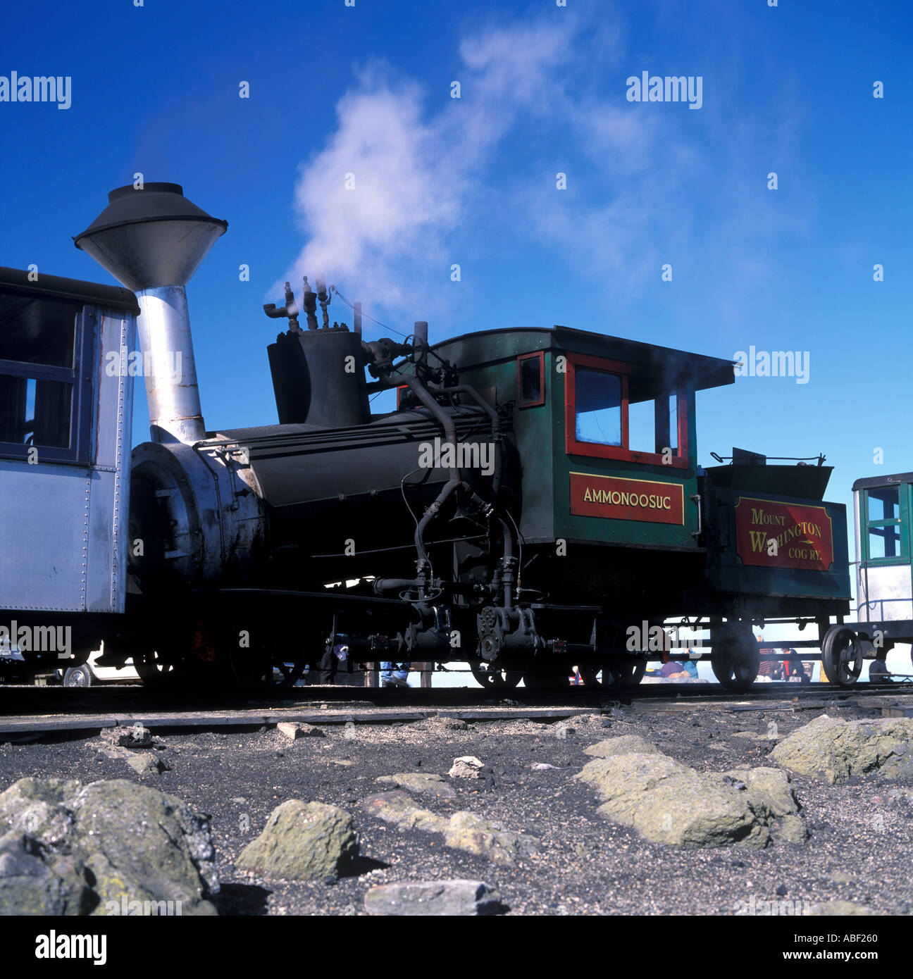 Cog Railway Engine on top of Mount Washington USA Stock Photo - Alamy