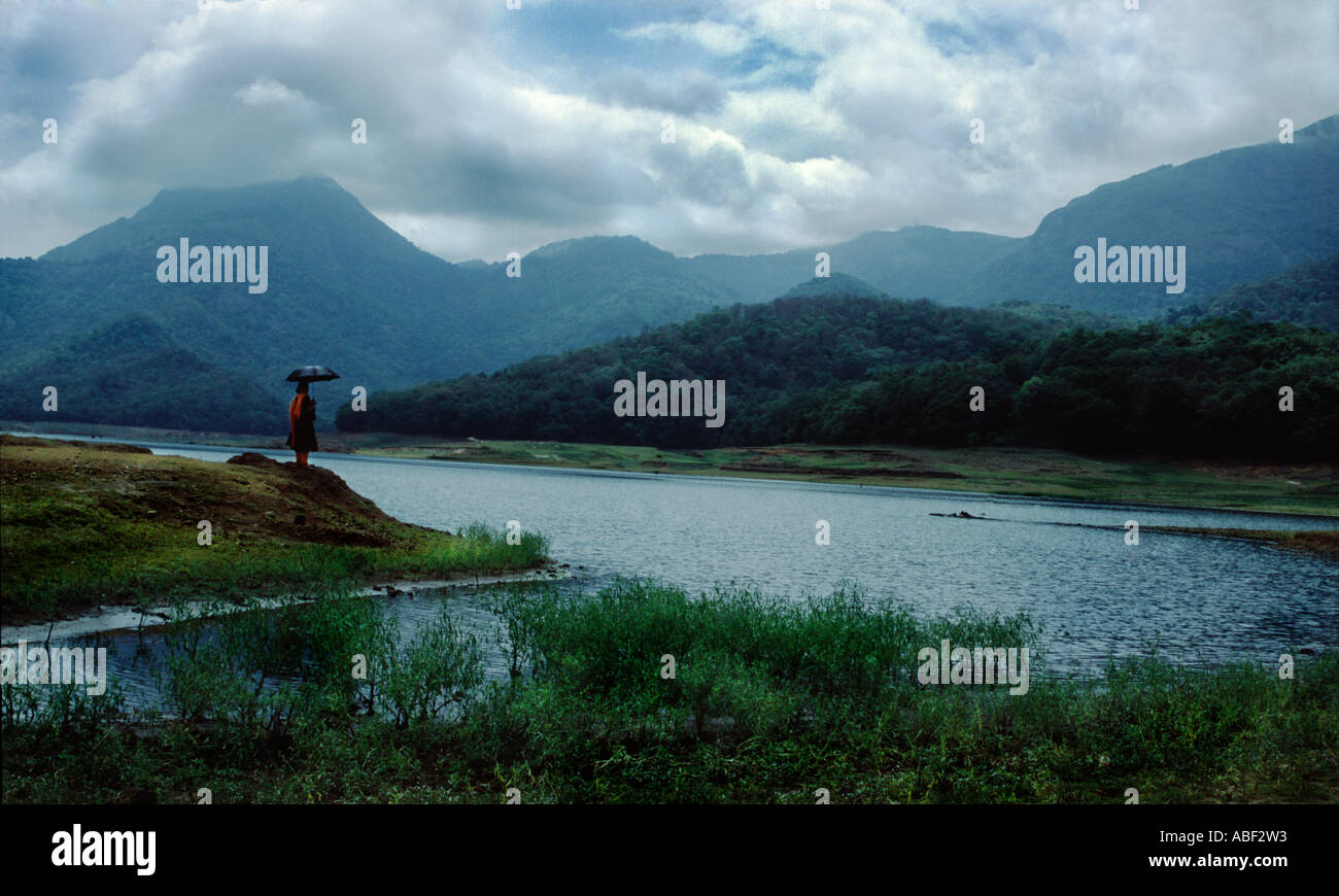 Landscape with monsoon clouds over the hills and mountains of Western ...