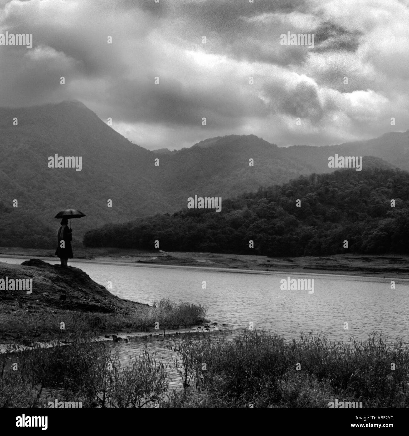 Landscape with monsoon clouds over the monsoon clouds and mountains of ...