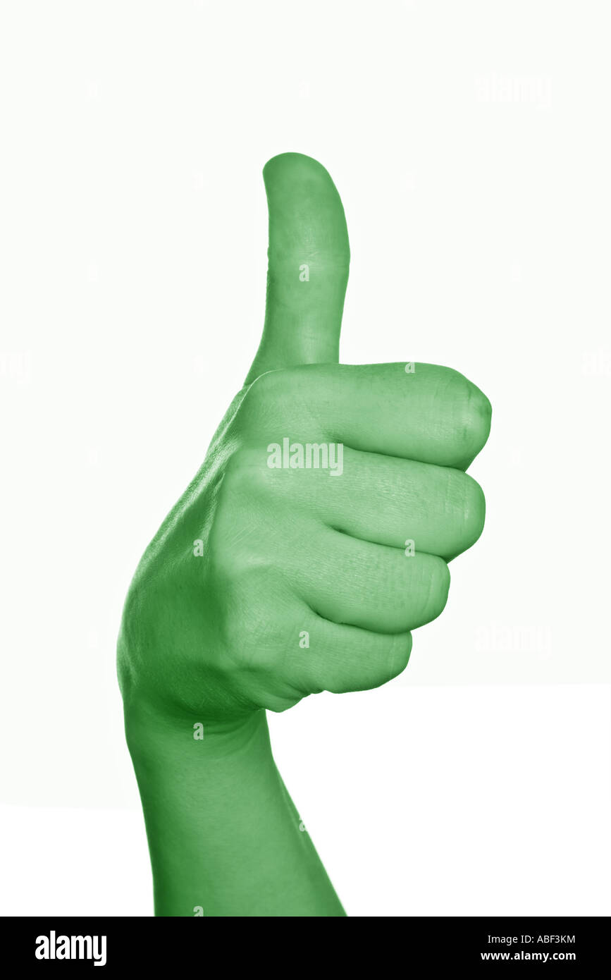Go green thumbs up hand hi-res stock photography and images - Alamy