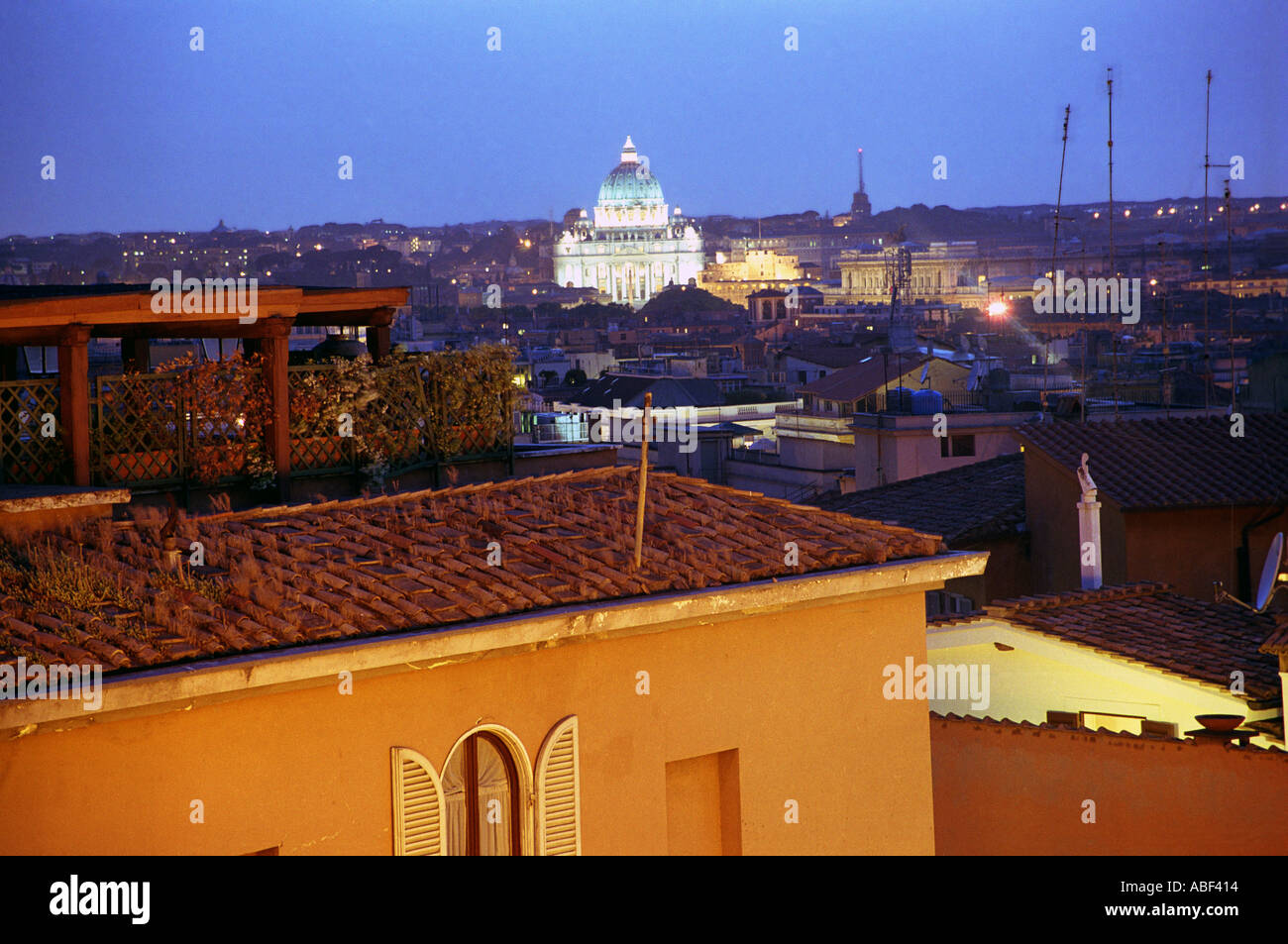 Rome rooftops at night hi-res stock photography and images - Alamy