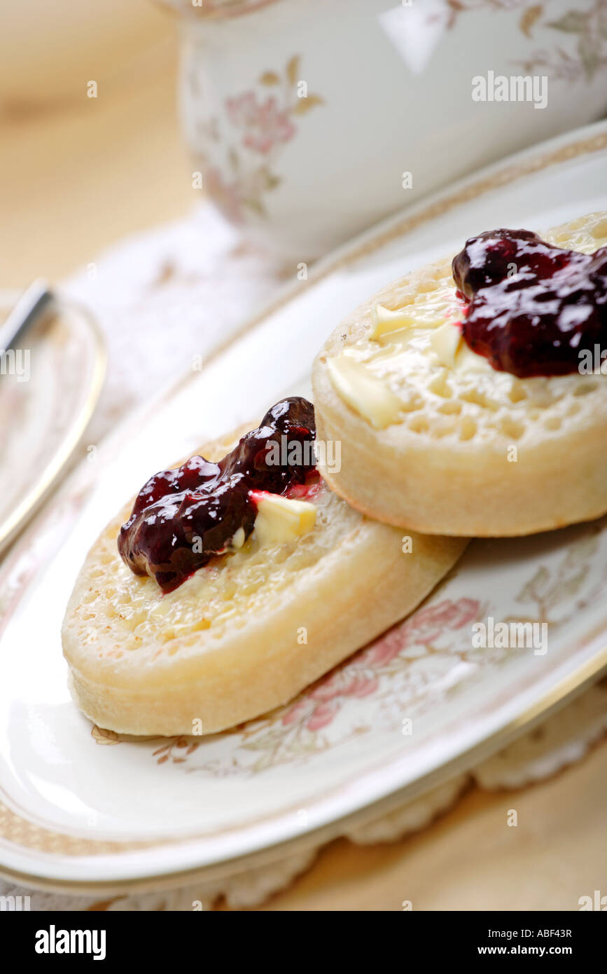 crumpets and jam Stock Photo - Alamy