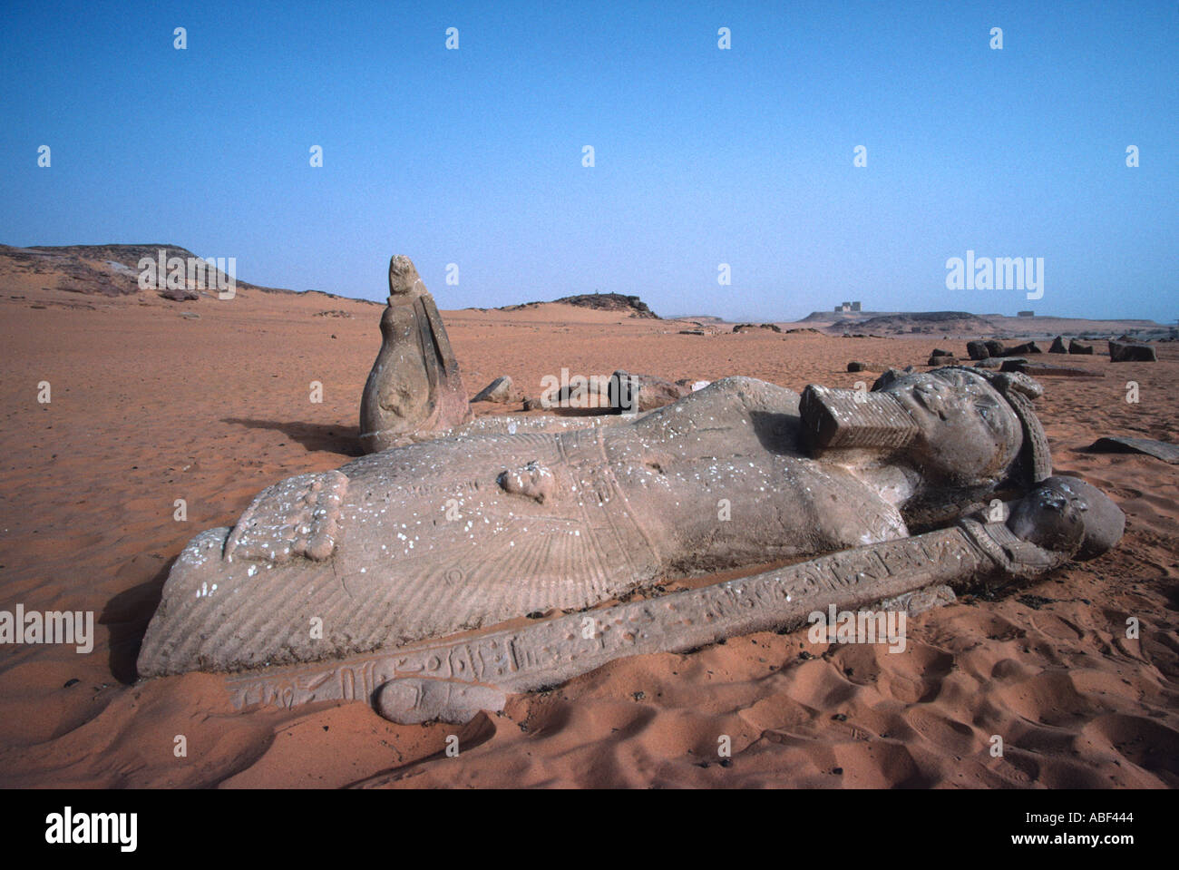The fallen statue of Ramses. Wadi al-Sebua, New Sebua, Upper Egypt ...