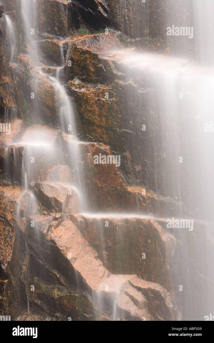 A waterfall along Hadlock Brook as seen from Waterfall Bridge in Maine ...
