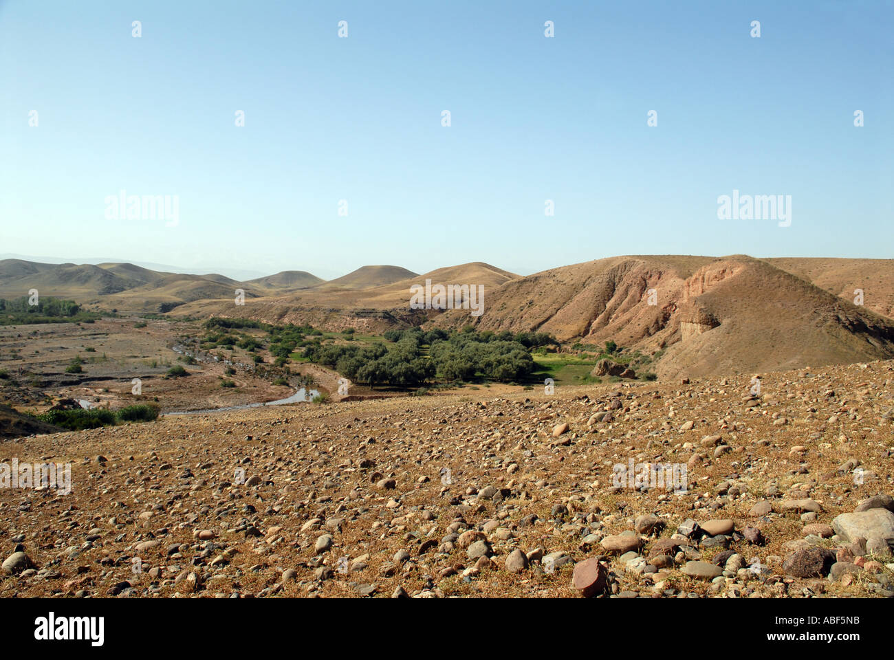 Desert between Marrakech and the foothills of the Atlas, Morocco Stock ...