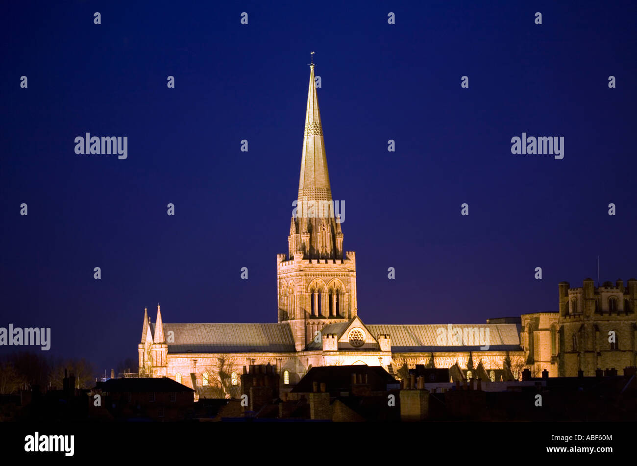 Chichester Cathedral at night Stock Photo - Alamy