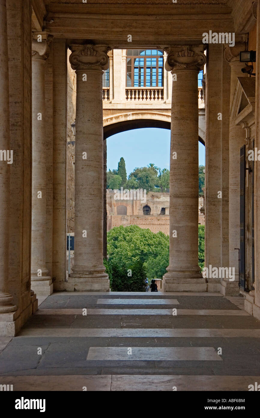 View through pillars down onto ruins in Rome Italy Stock Photo - Alamy