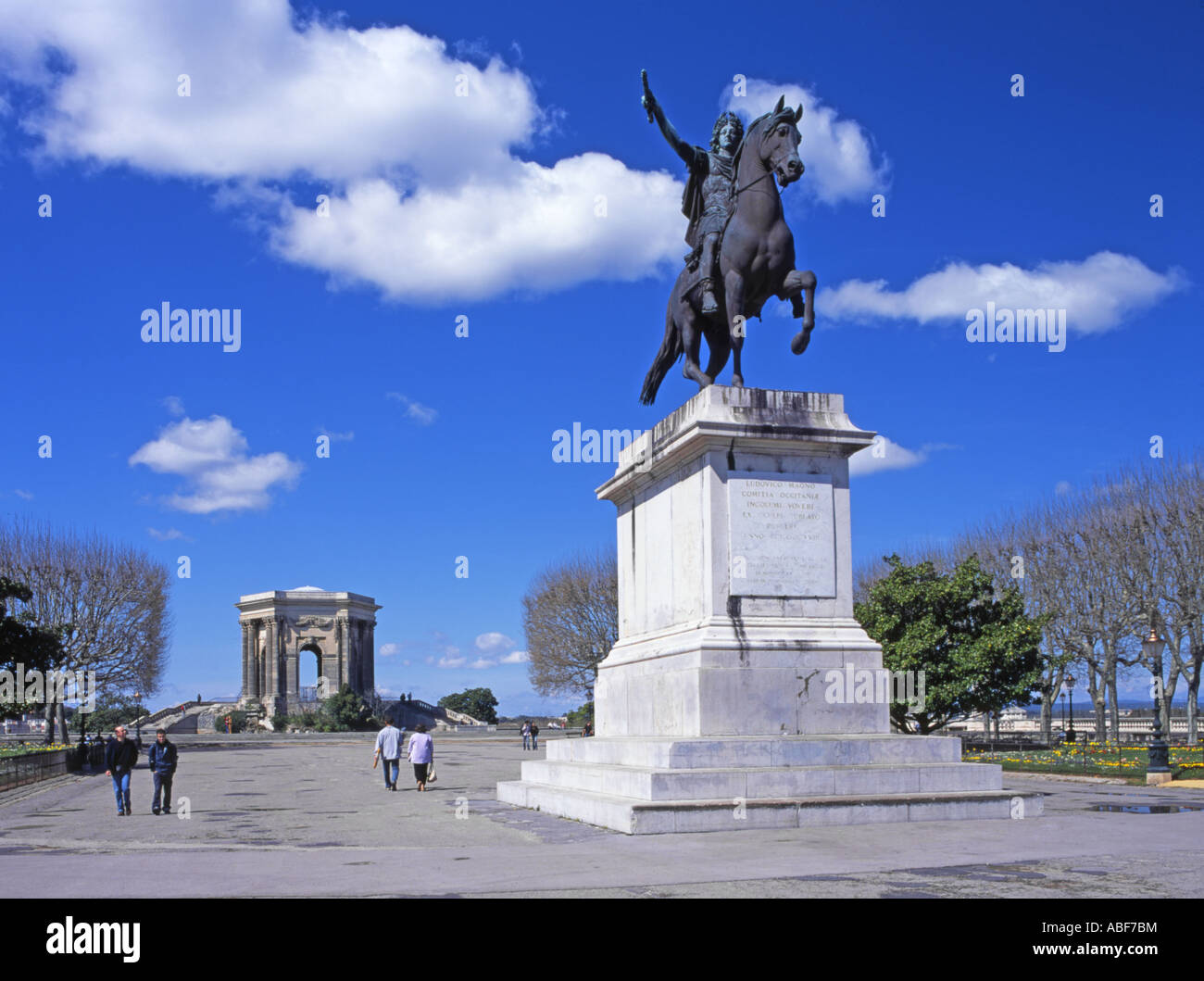 Montpellier, Languedoc Roussillon, France. Statue of Louis XIV in Place ...