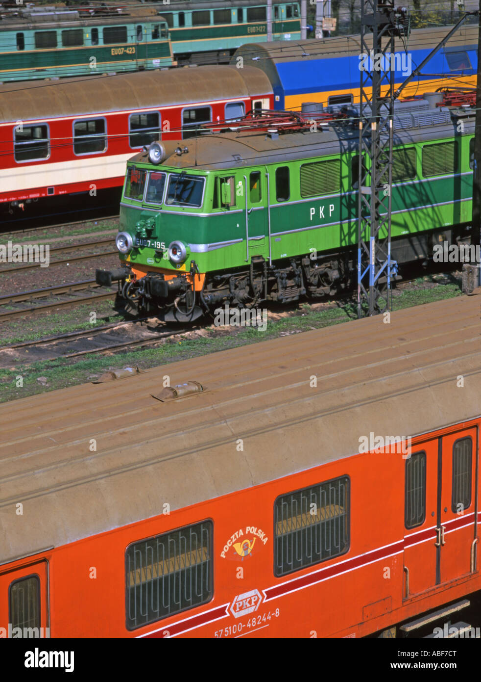 Poznan, Wielkopolska, Poland. Trains on track by main station Stock ...