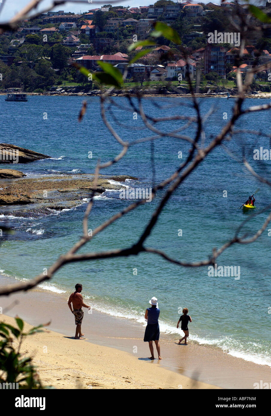 Families and tourists enjoy the sunshine at Reef Beach on Sydney ...