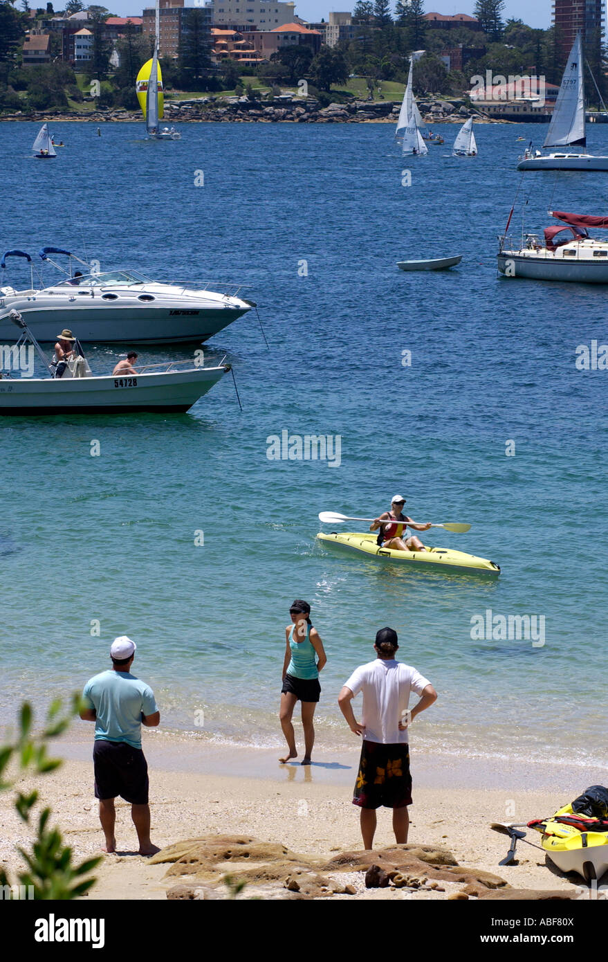 Families and tourists enjoy the sunshine at Reef Beach on Sydney ...