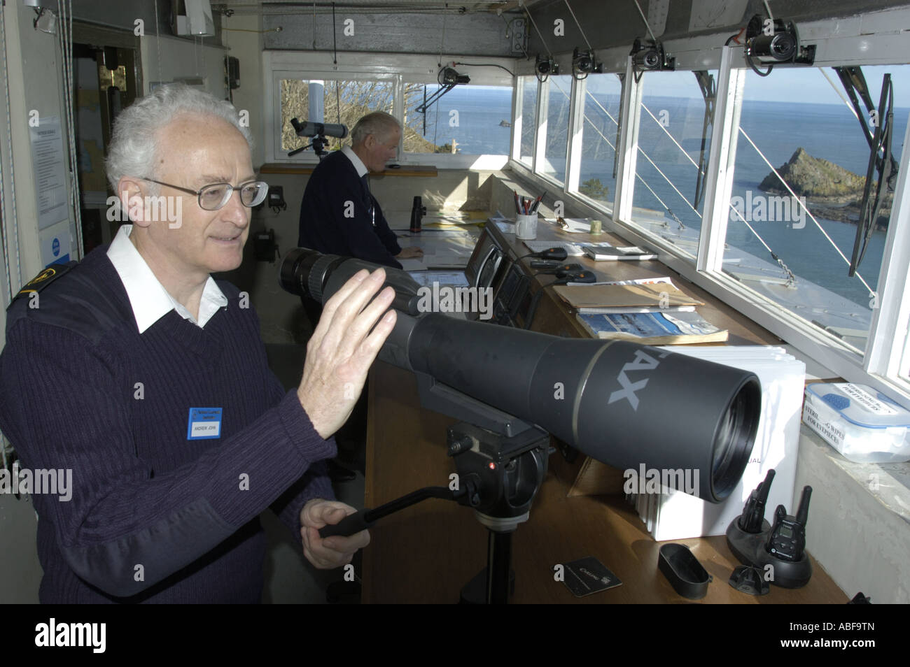 Members of National Coastwatch on duty at Froward Point Station between ...