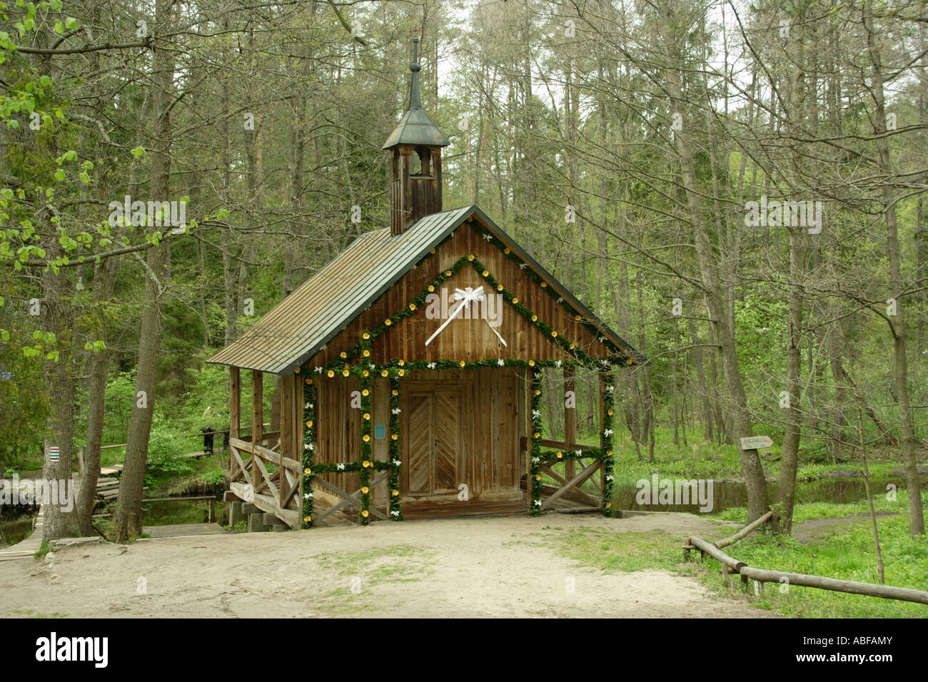 Chapel on the water in Gorecko Koscielne Poland Stock Photo - Alamy