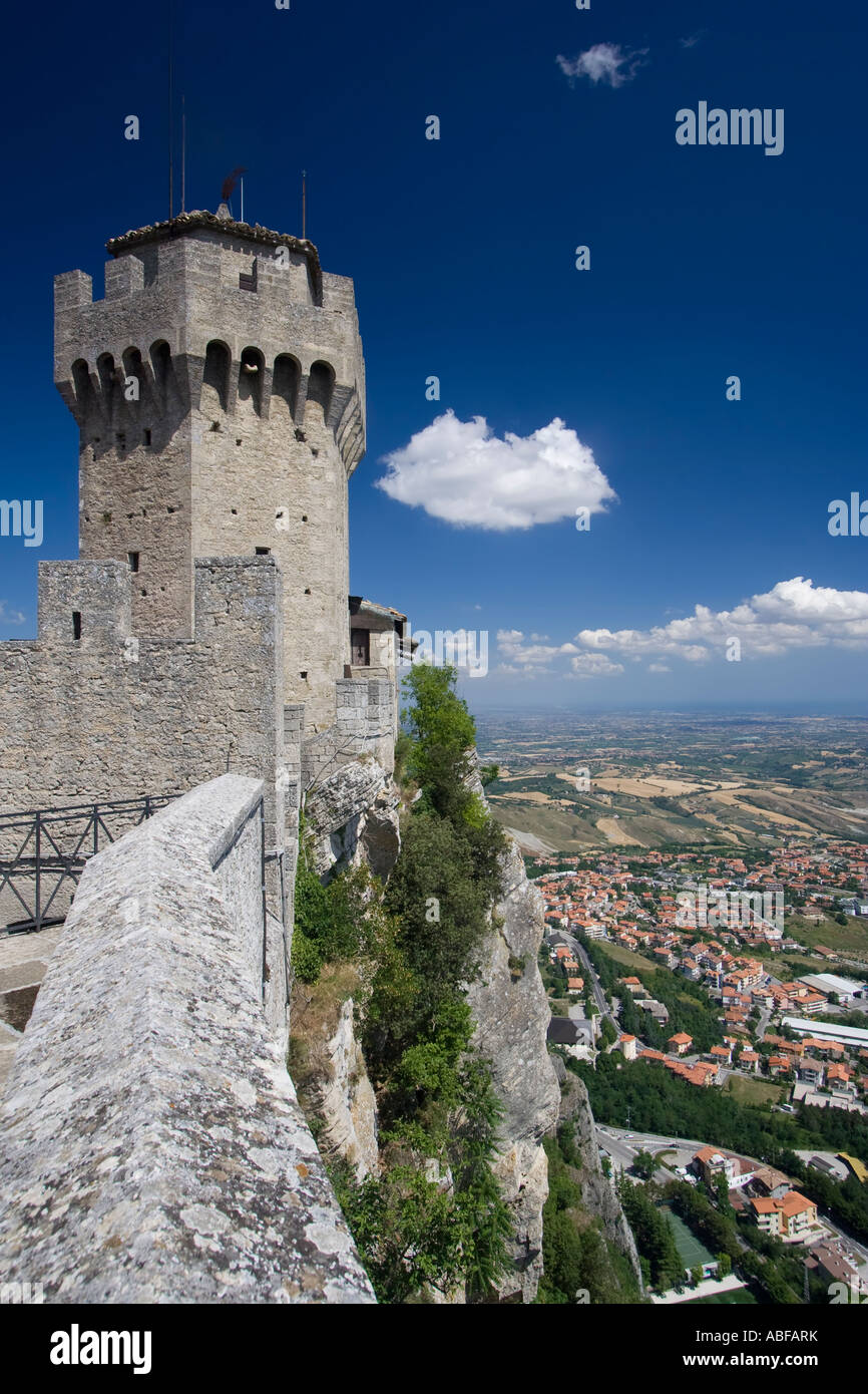 Republic of San Marino Guaita castle overlooking surrounding Italy ...