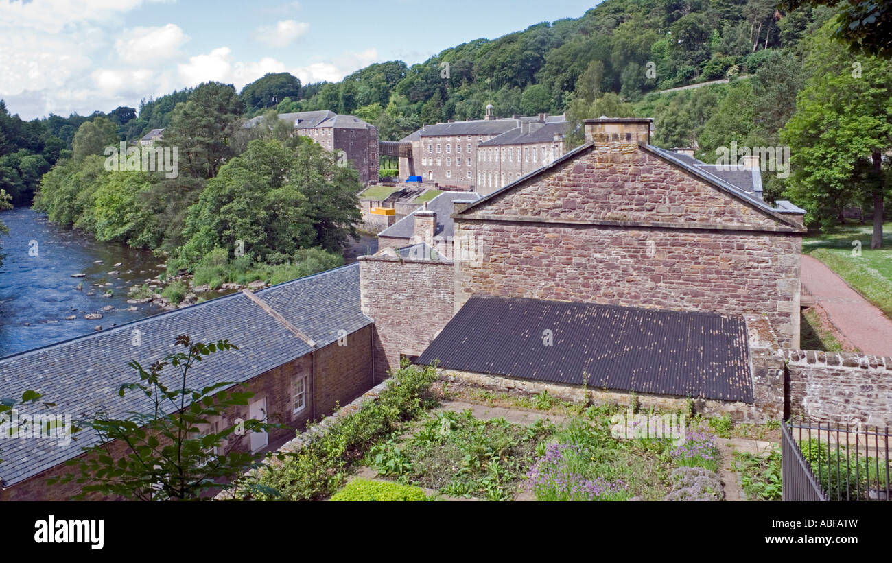 View of New Lanark Heritage Site Lanarkshire Scotland from south Stock ...