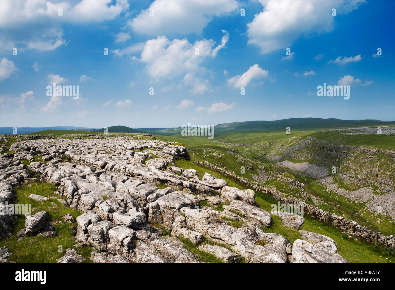 Exposed Limestone Escarpment Pavement near Malham Tarn And Gordale Scar ...