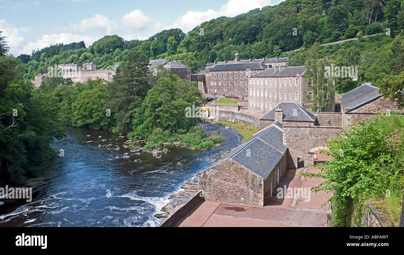 View of New Lanark Heritage Site Lanarkshire Scotland from south Stock ...