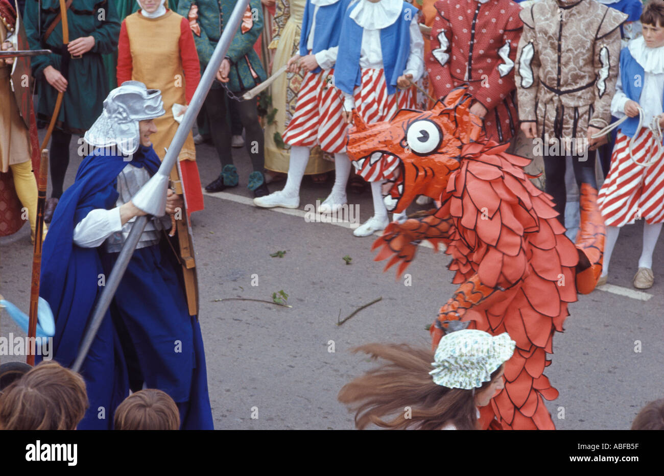 George and the Dragon at Helston Furry dance Helston Cornwall England ...