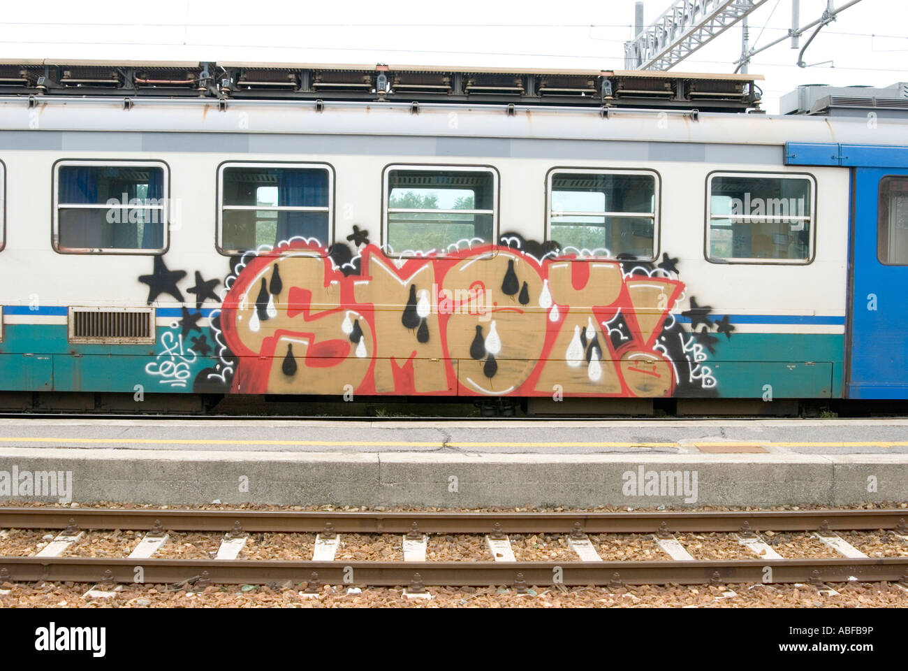 italian train Suburban EMU class 724 with graffiti all over the side ...