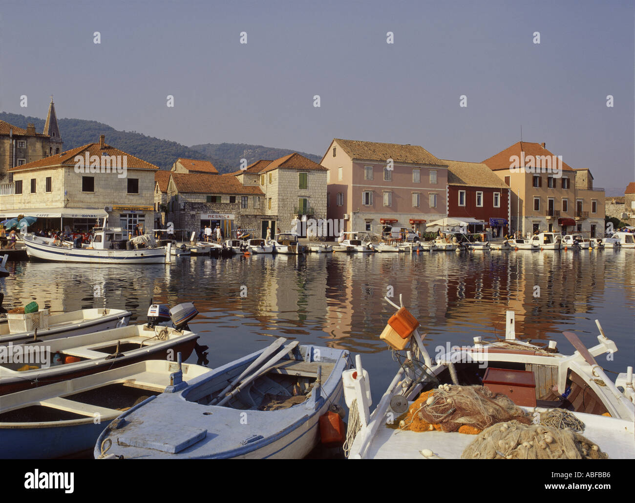 Croatia Dalmatian Coast Hvar Island Stari Grad historic houses on ...