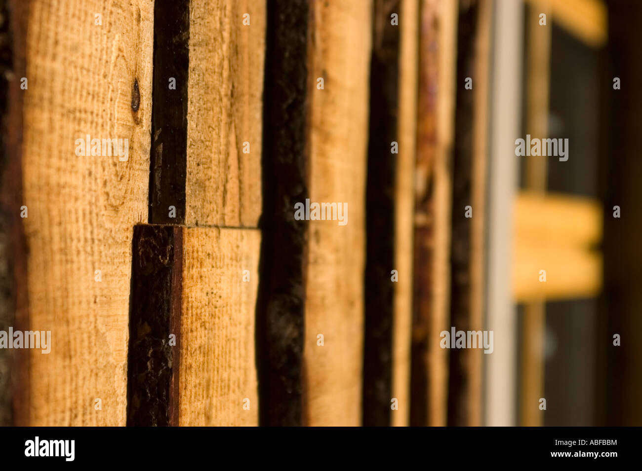 wood plank cover the outside of a building Stock Photo - Alamy