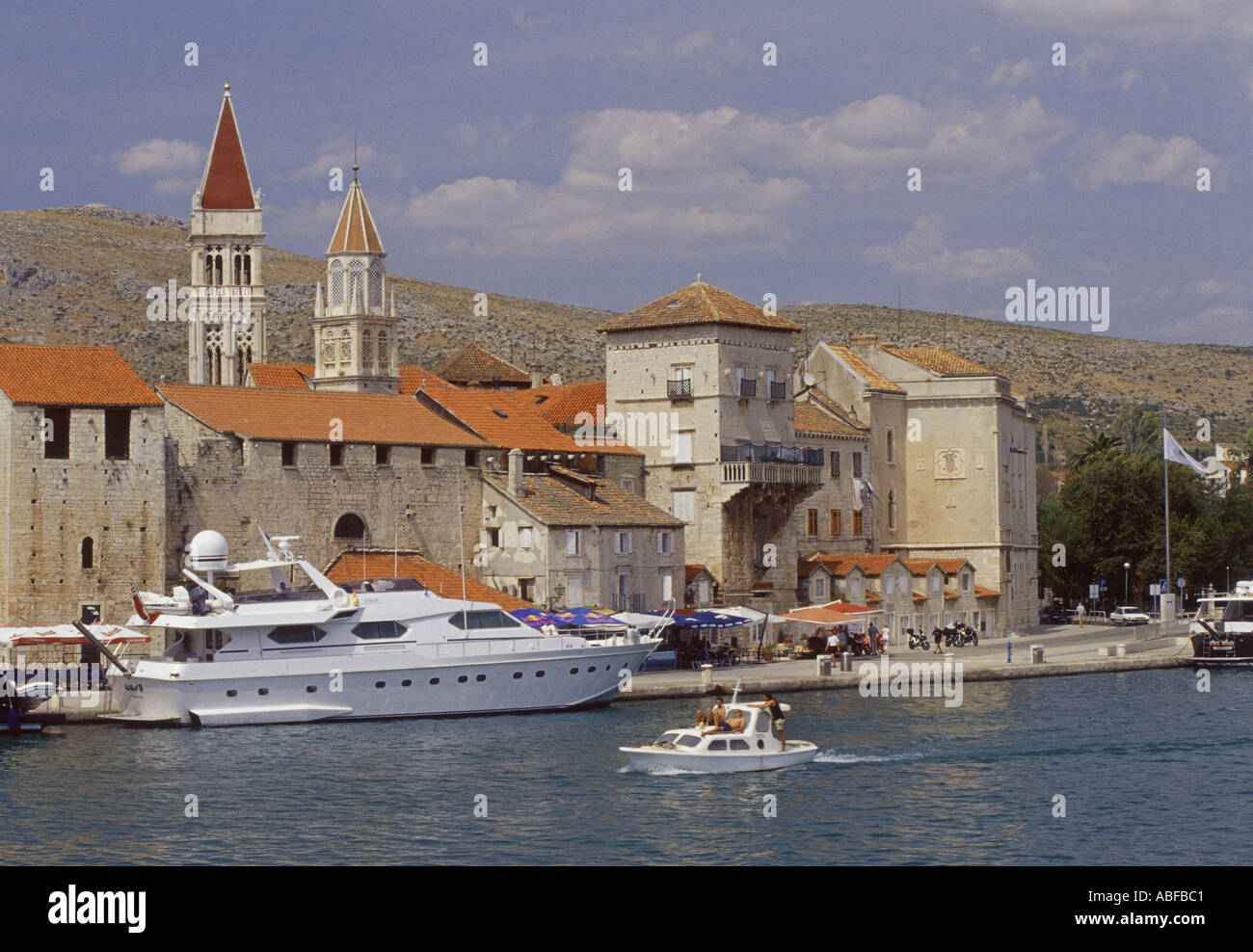 Croatia Dalmatian Coast Trogir waterfront shots with historic ...