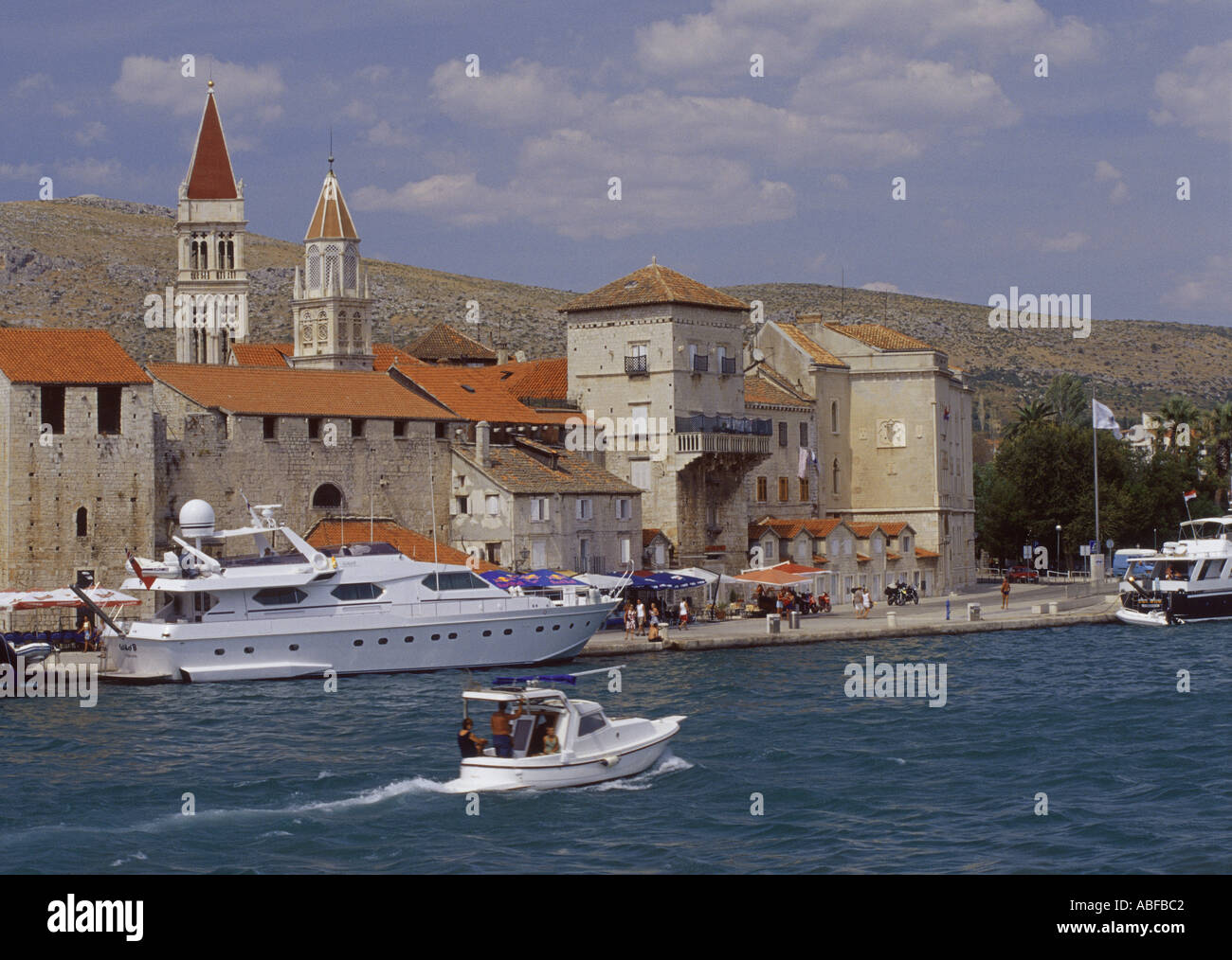Croatia Dalmatian Coast Trogir waterfront shots with historic ...