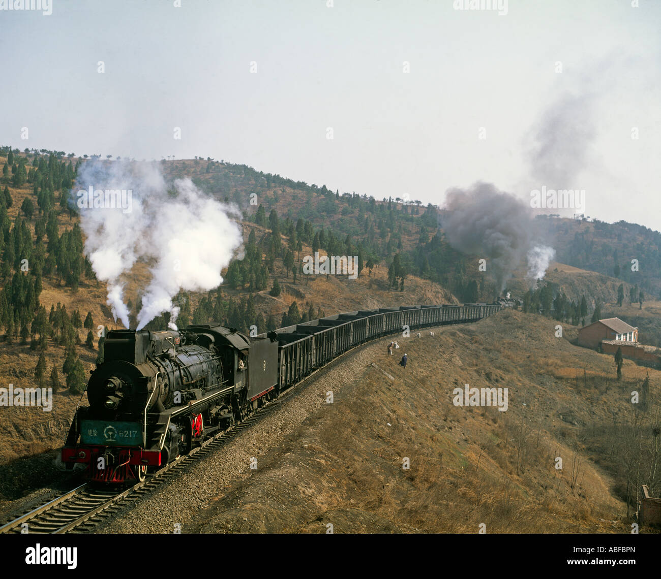 Chinese steam freight train Stock Photo - Alamy
